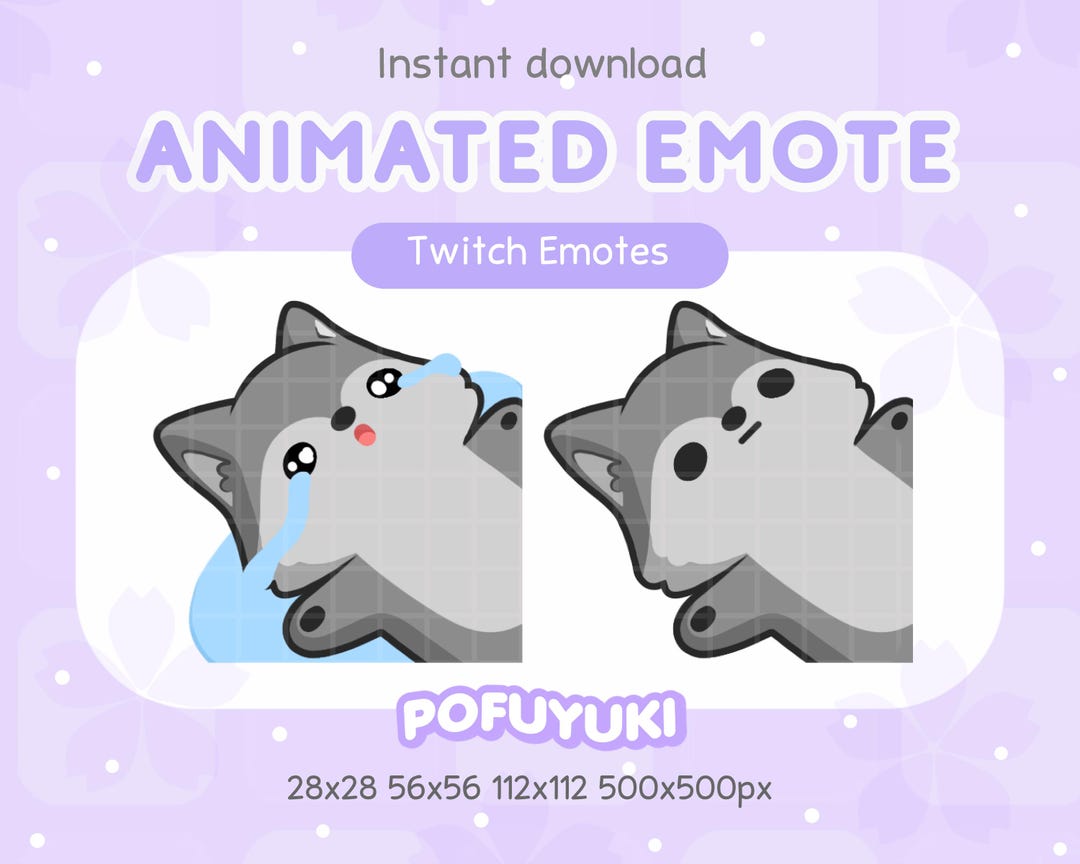Animated Sad Wolf Emote, Funny Chat Emote Crying for Twitch, Discord ...