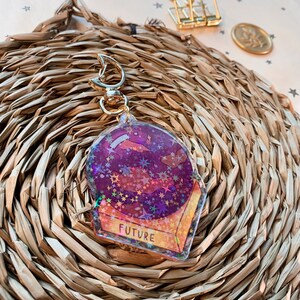 Holographic Crystal Ball Keychain: Glitter Acrylic Charm - Etsy