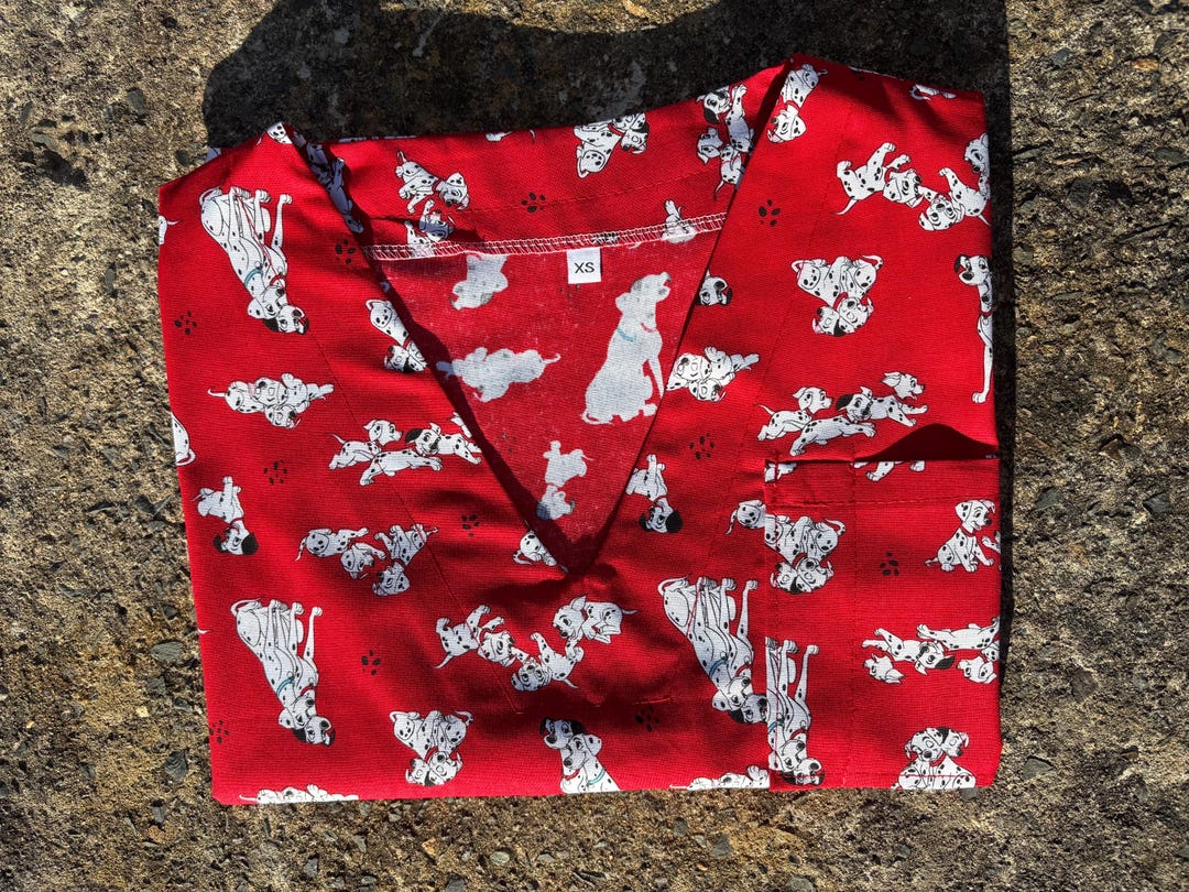 XS 101 Dalmatian Nursing Scrub Top - Etsy Australia