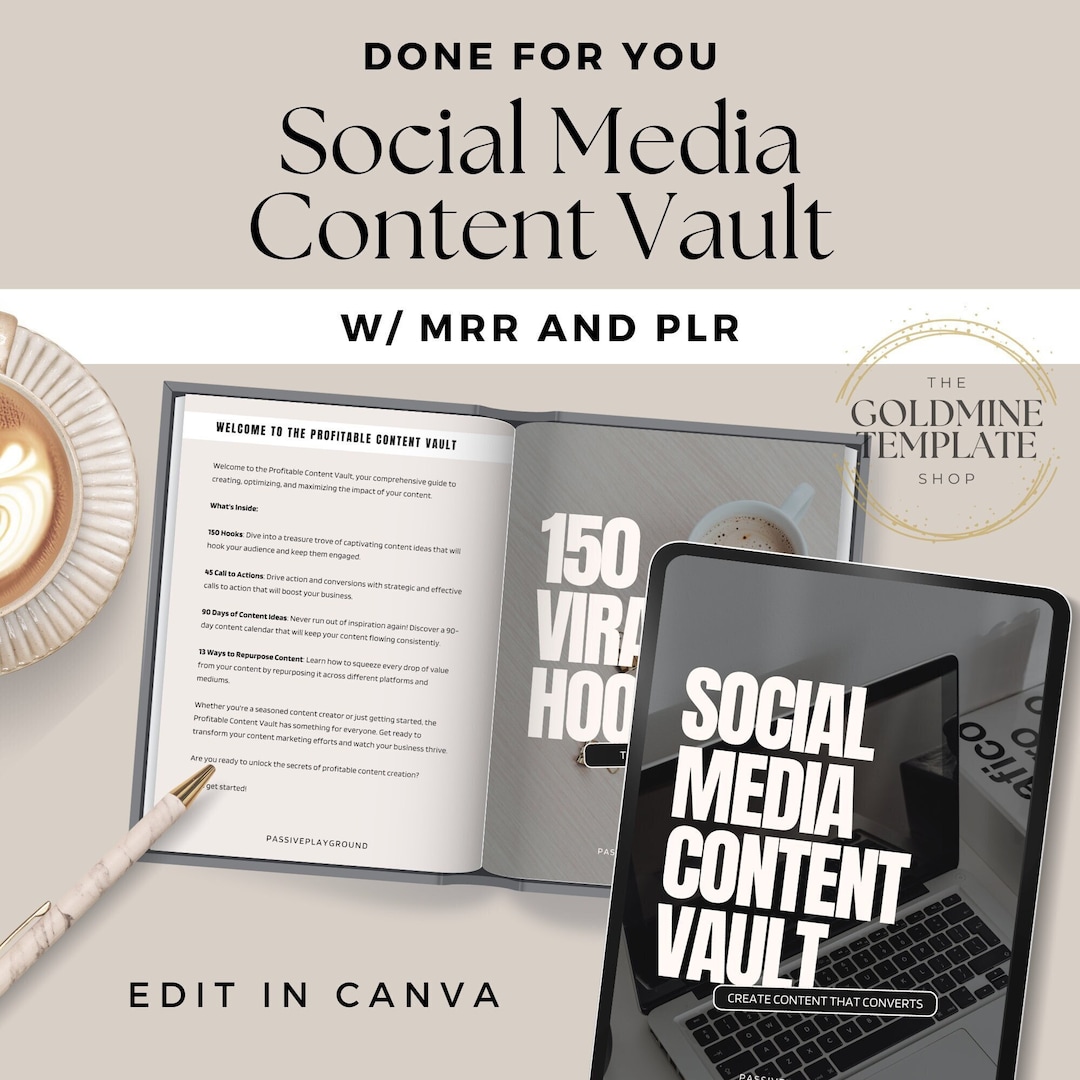 Social Media Content Vault Guide With Master Resell Rights and Private Label Rights, PLR MRR ...