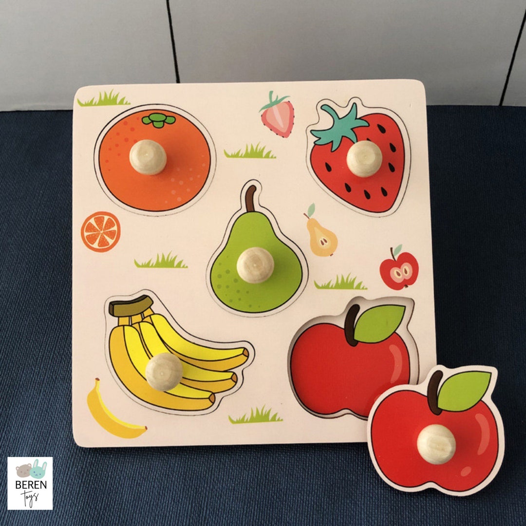 Fruits Wooden Toddler Puzzles Educational Toys Animal - Etsy