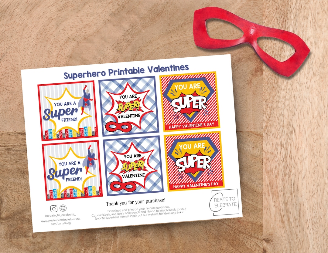 Printable Valentines Day Cards for Kids, Superhero Valentine Cards, You ...