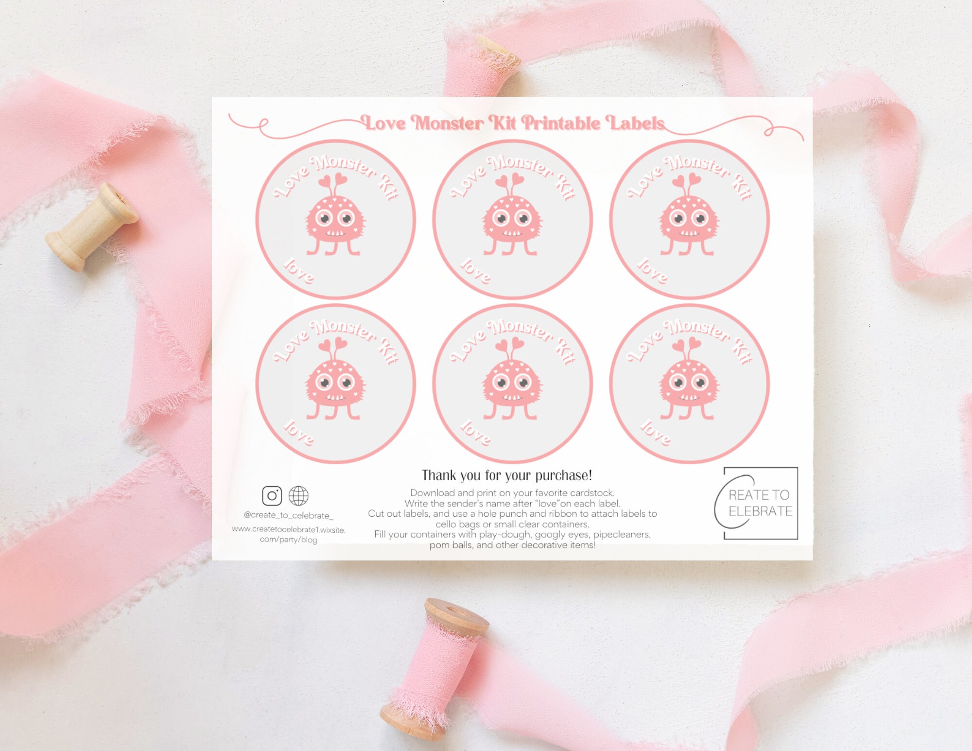 Printable Valentines Day Cards for Kids, Love Monster Kit, Playdough ...