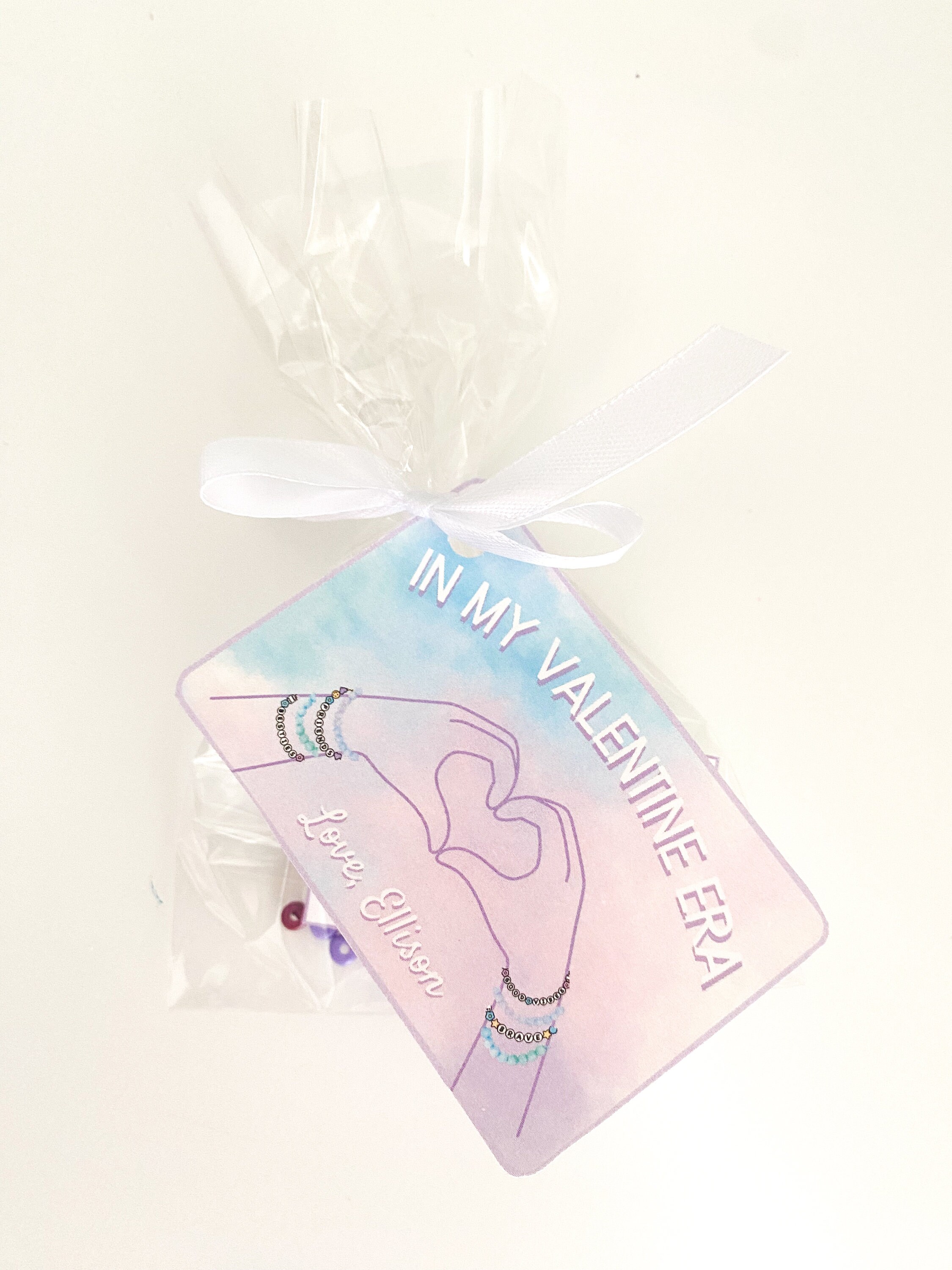 Printable Valentines Day Cards for Kids, Bracelet Valentine Tags, Bead ...