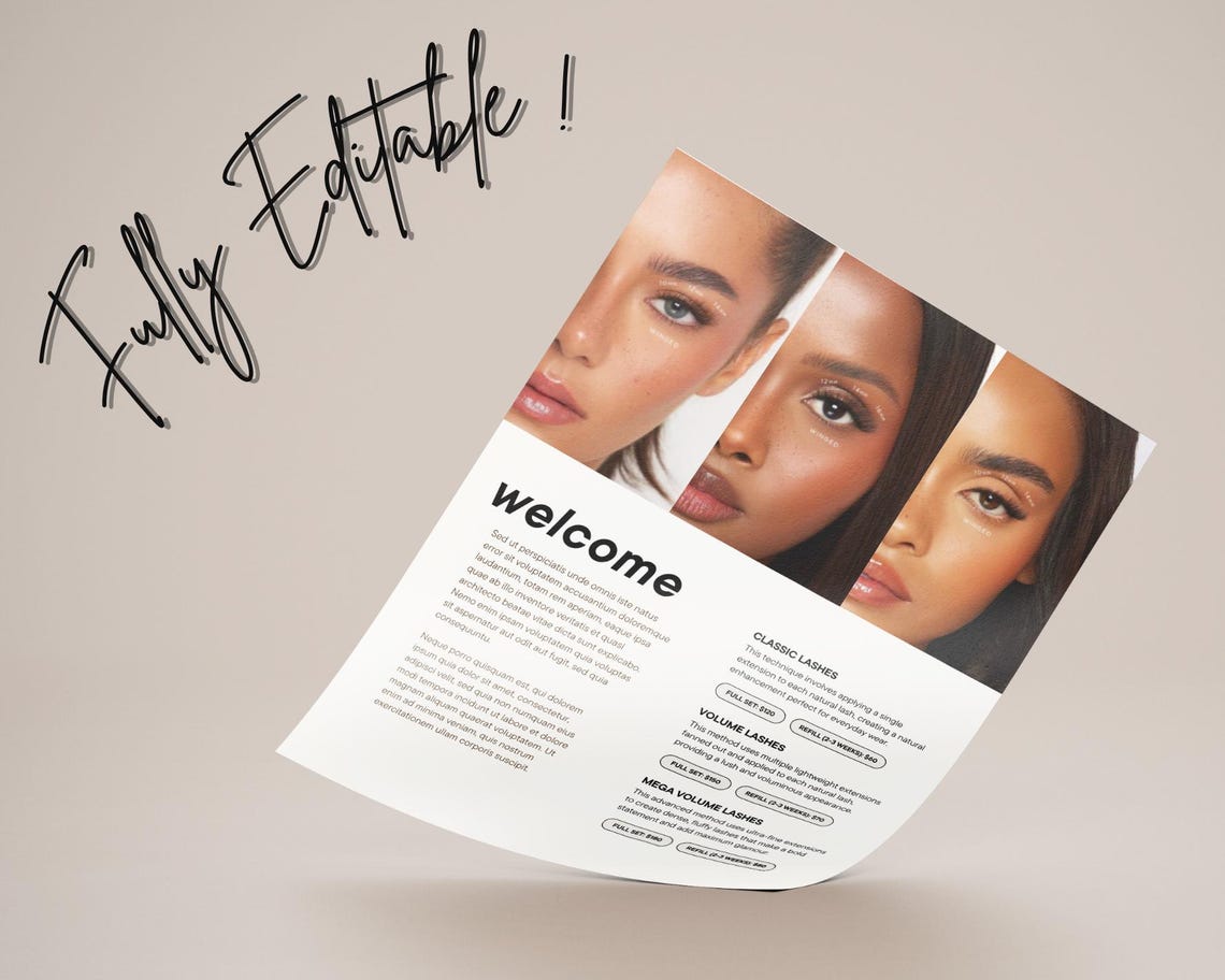 Minimalist Lash Business Flyer Template, Beauty Boutique Marketing ...