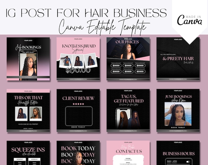 Hair Braider Instagram Posts & Story Templates | Social Media Content ...