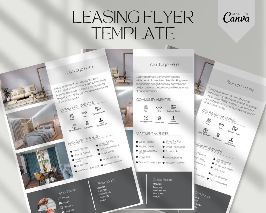 Leasing Flyer Template | Customizable Marketing Sheet for Apartments ...