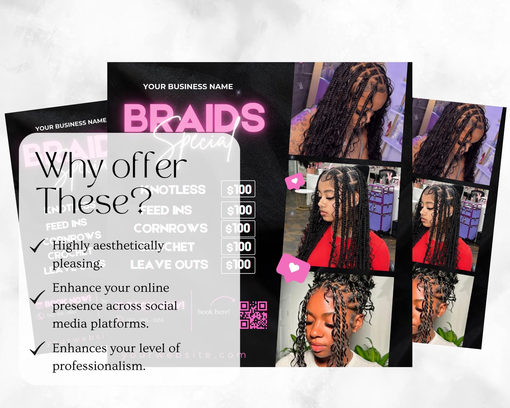 Braid Flyer, Knotless Braid Flyer, Locs Flyer, Hair Stylist Promo ...