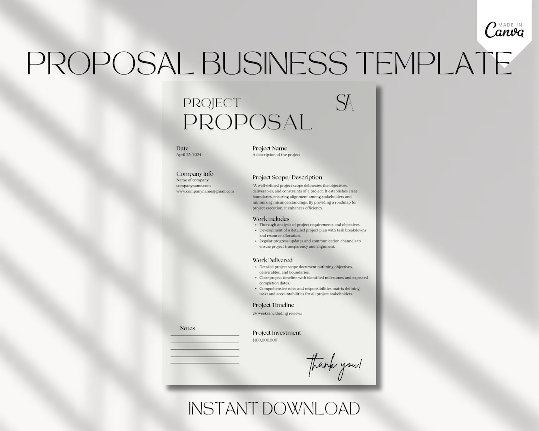 Minimal 1 Page Simple Proposal Template | Basic Job Estimate ...
