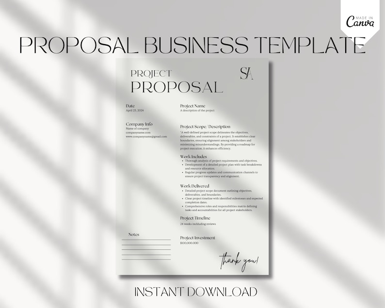 Minimal 1 Page Simple Proposal Template | Basic Job Estimate ...