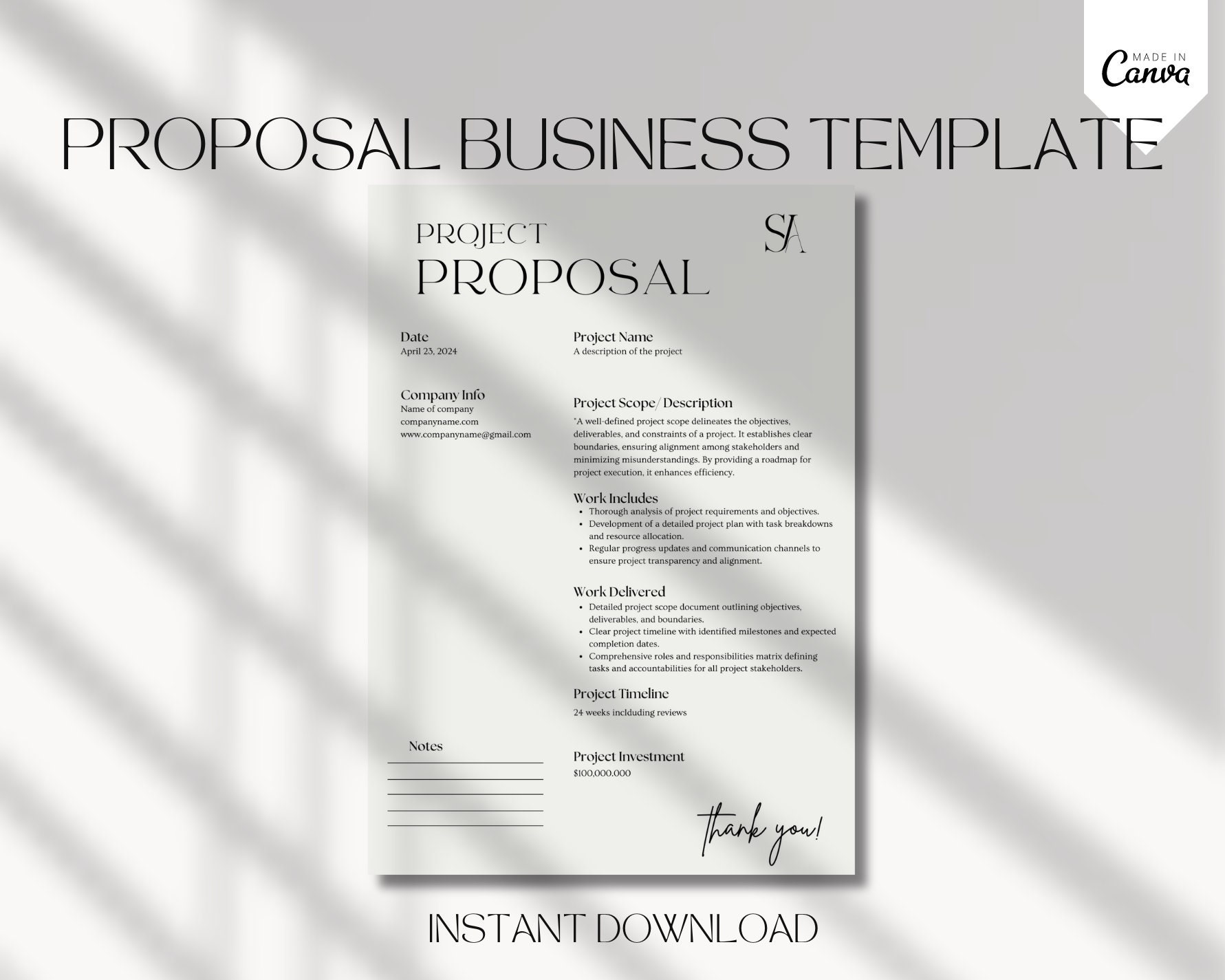 Minimal 1 Page Simple Proposal Template | Basic Job Estimate ...