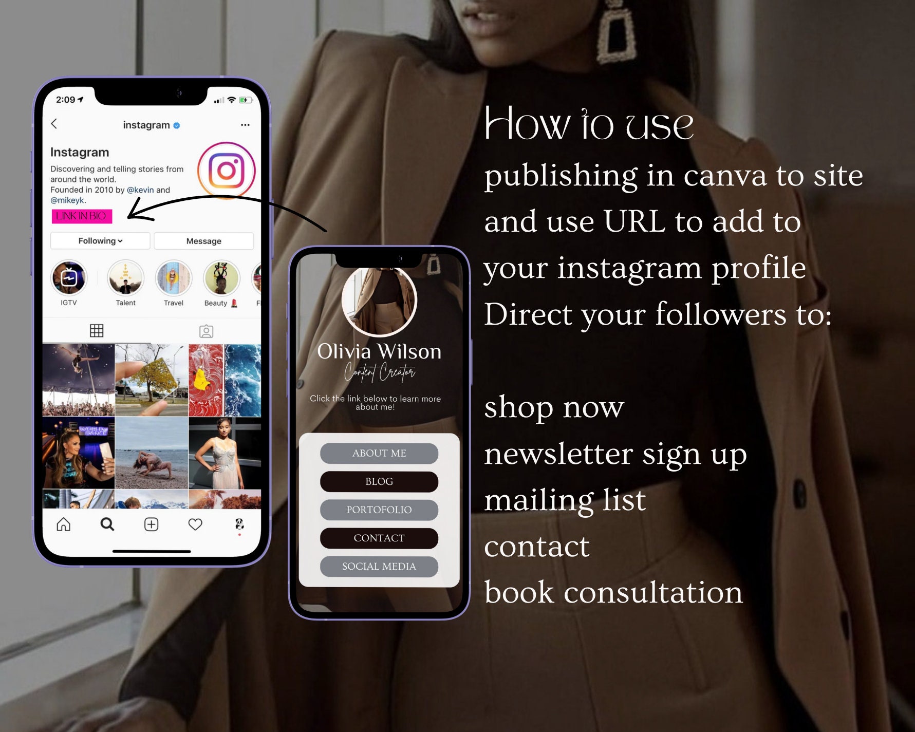 Link in Bio Template Canva Linktree Canva Template Instagram Landing Page Tik Tok Template ...