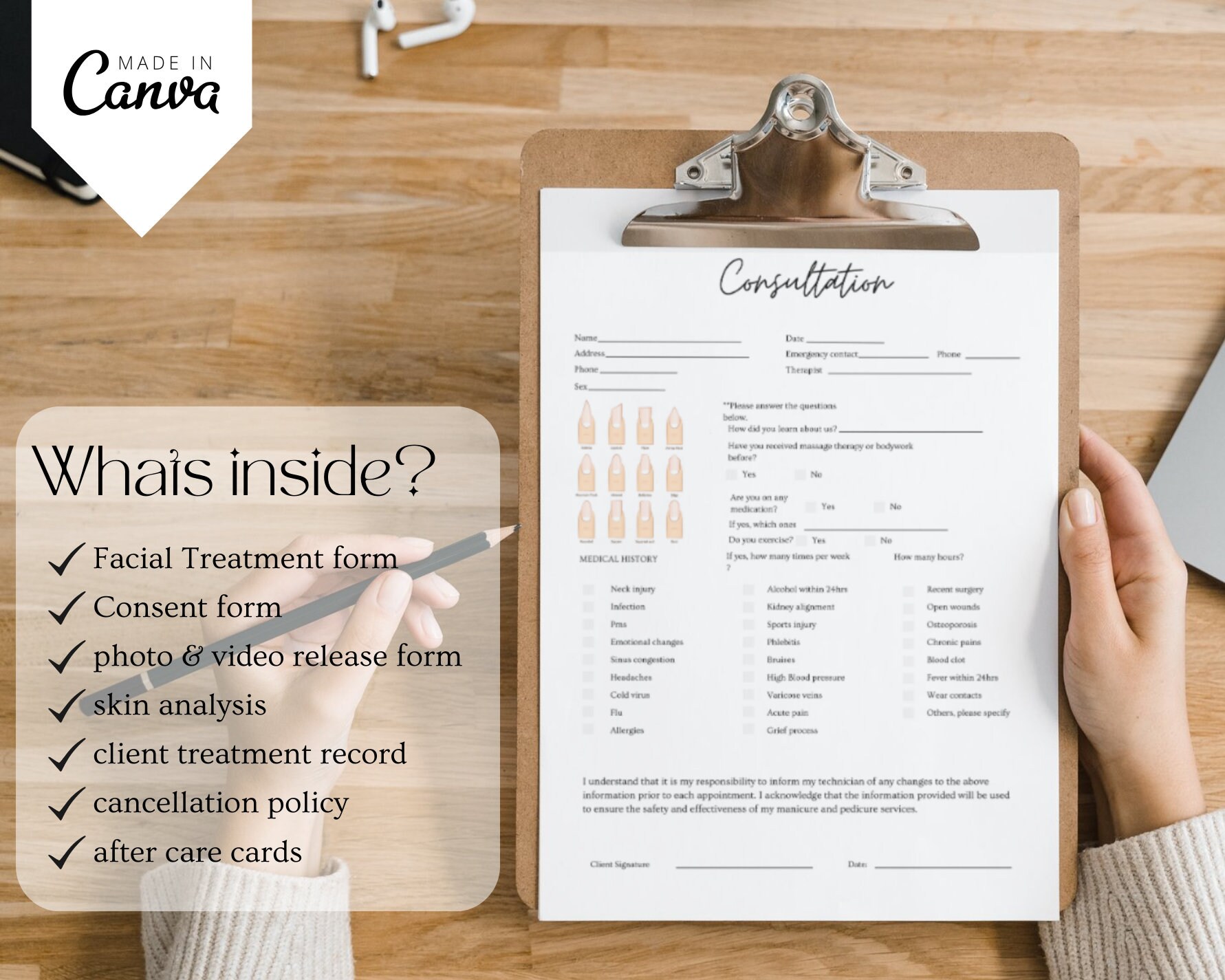 Esthetician Form, Nail Consent Forms, Nails Consultation Form, Nail ...