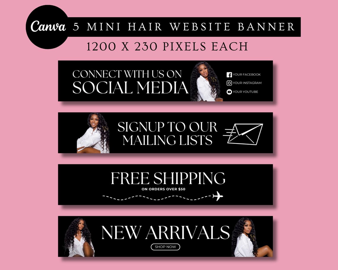 Editable Website Banners, DIY Web Banner Template Design, Shopify Wix ...