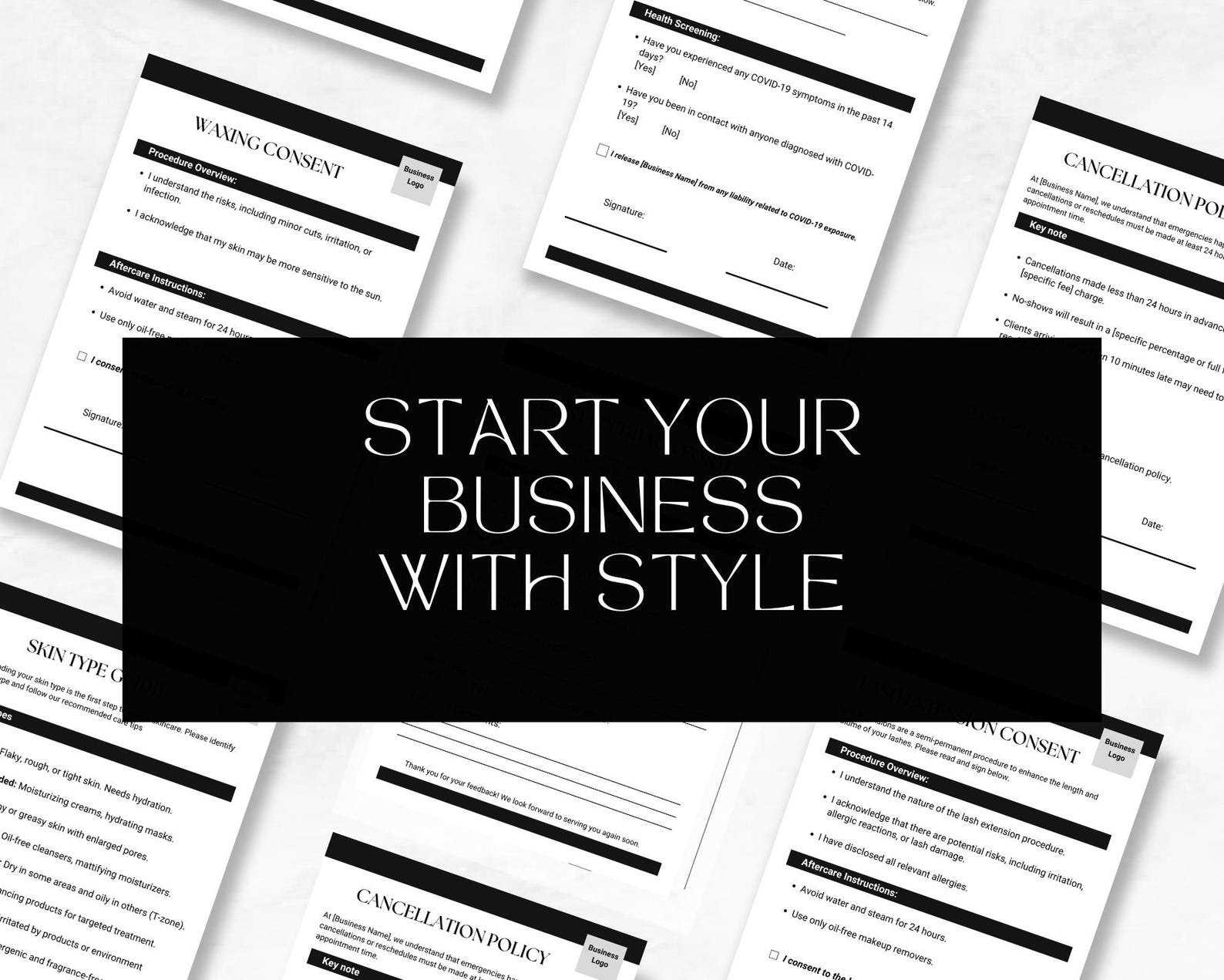 Esthetician Consent Forms Starter Bundle Templates Pack, Printable ...