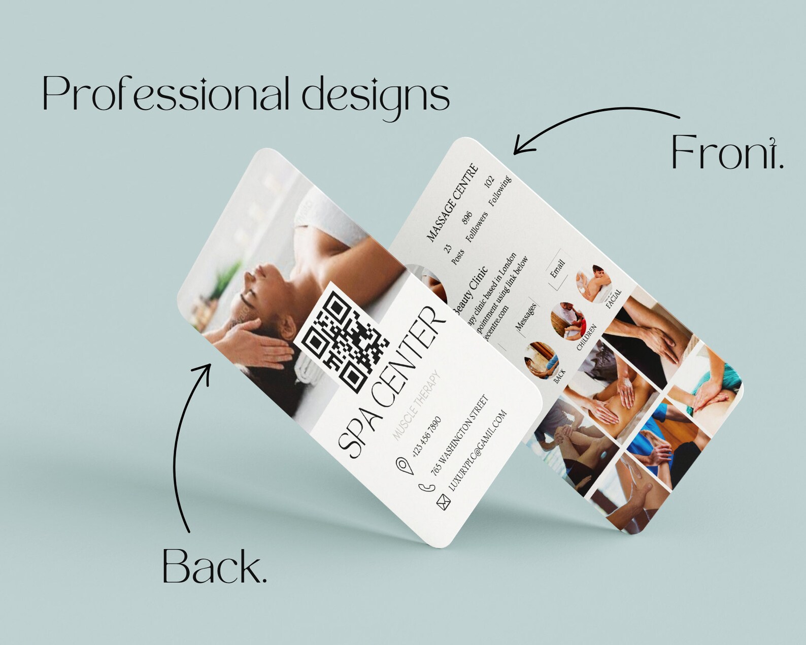 MASSAGE Therapy Business Card Template, Qr Code Referral Card for Spa ...
