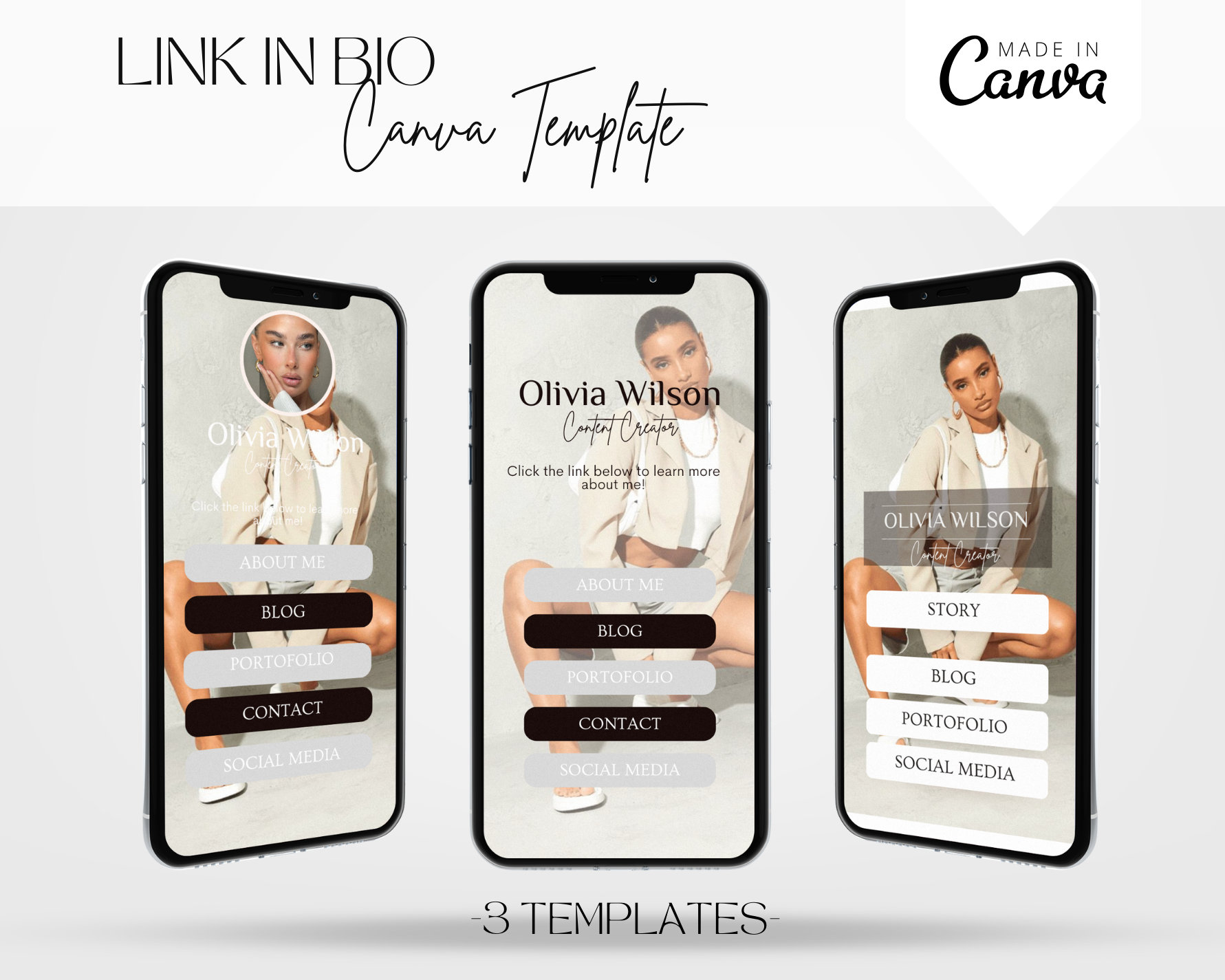 Link in Bio Template Canva Linktree Canva Template Instagram Landing ...