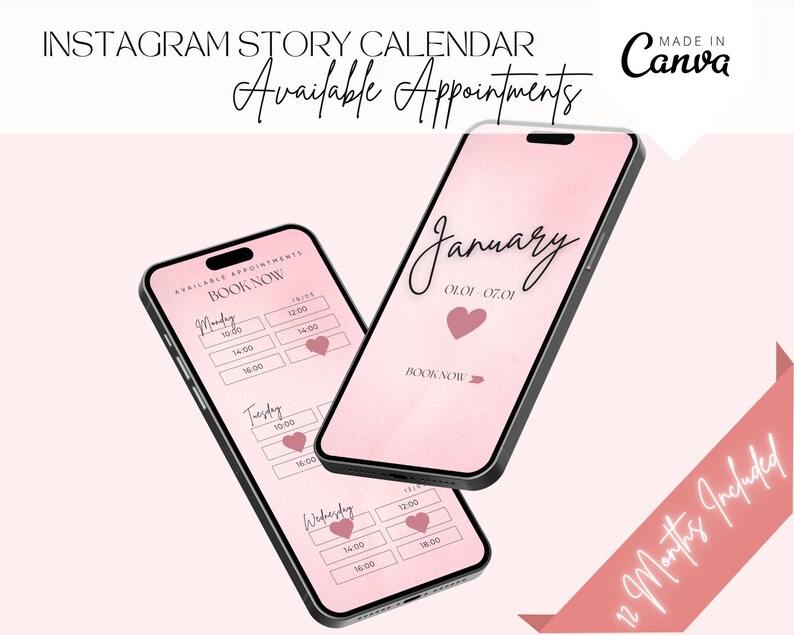 Weekly Instagram Story Calendar, Lash Tech Availability, Available ...