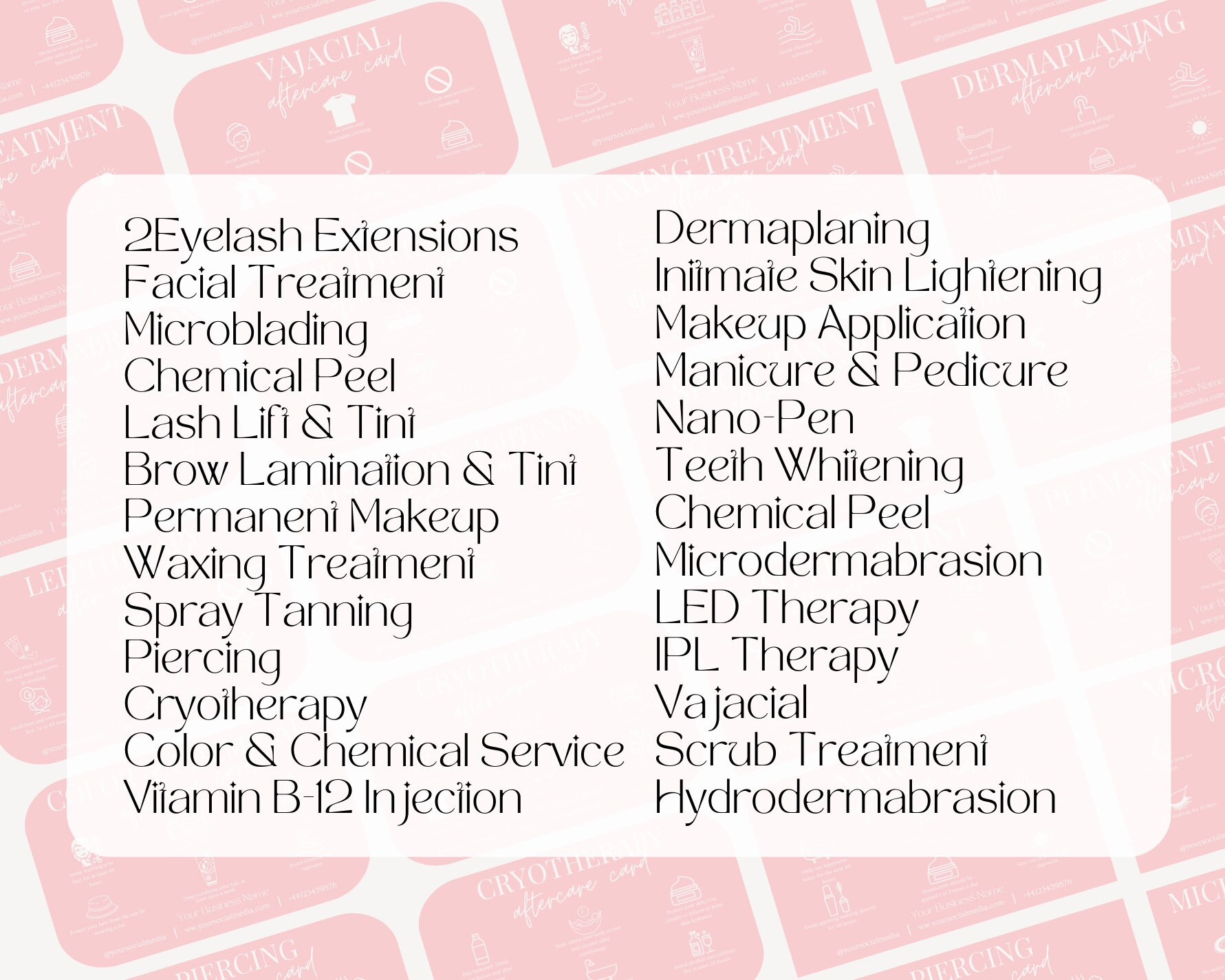 Aftercare Cards, Printable Esthetician Care Cards, Instruction Card ...