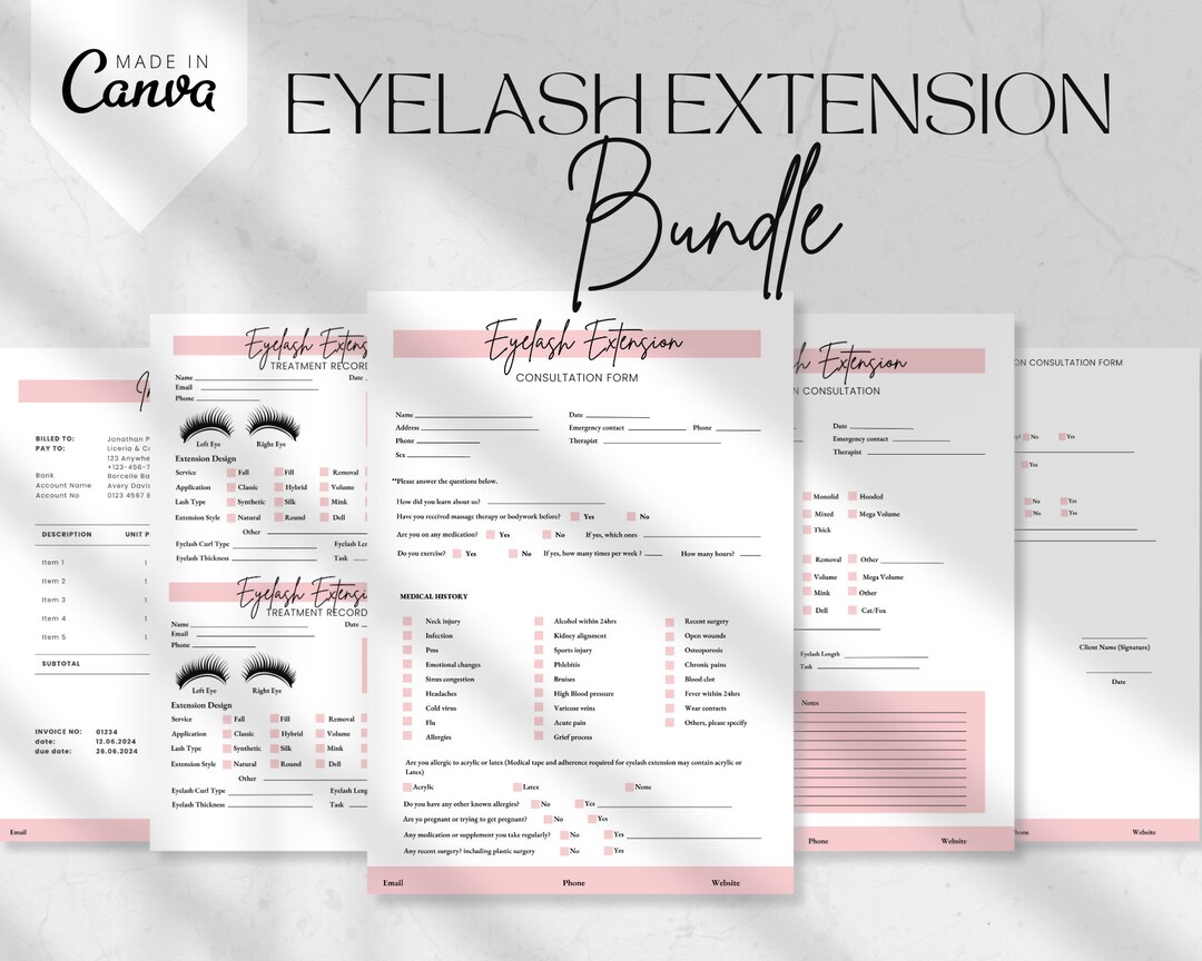 Eyelash Extension Form, Lash Consultation, Lash Consent Form, Eyelash ...