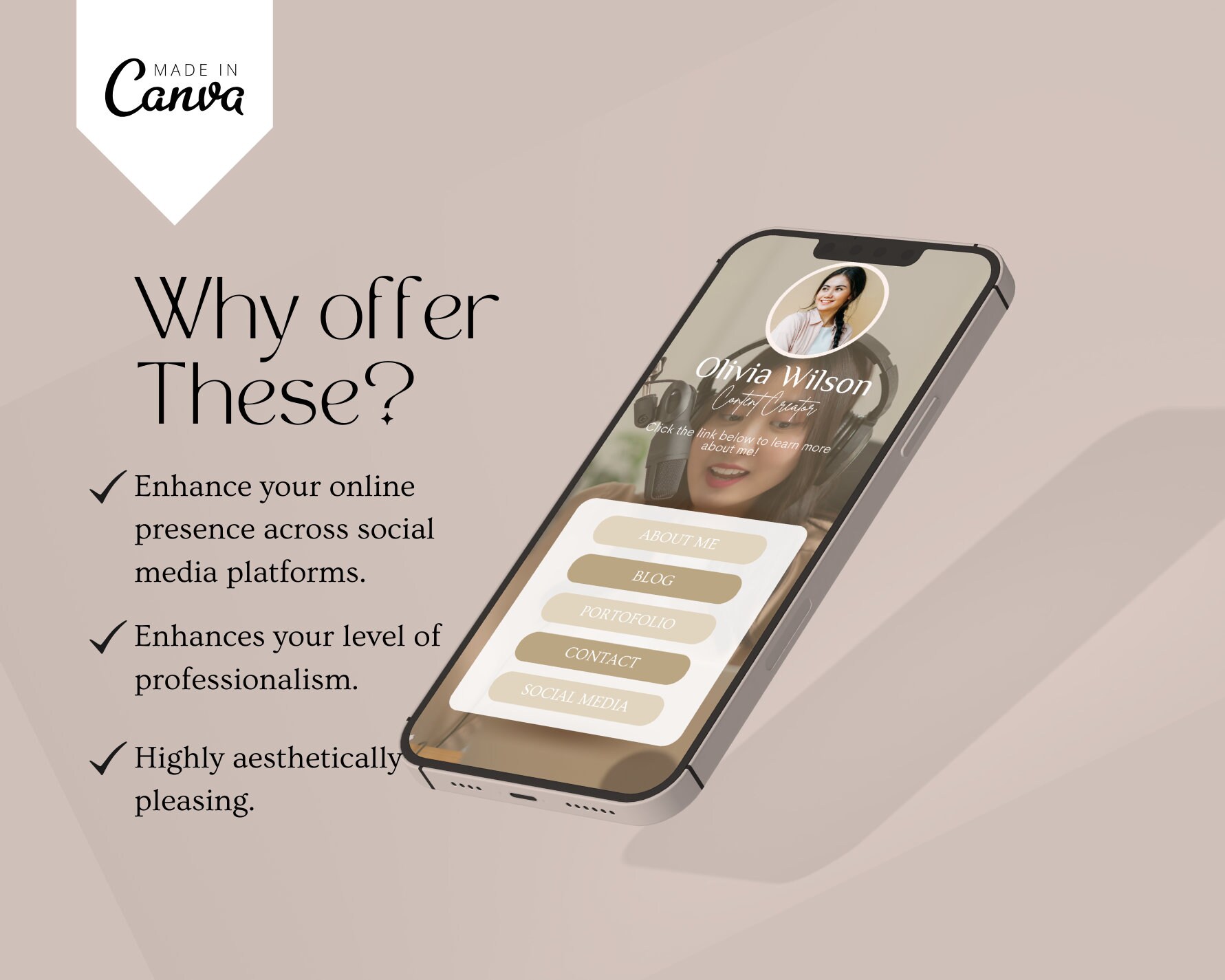 Link in Bio Template Canva Linktree Canva Template Instagram Landing ...