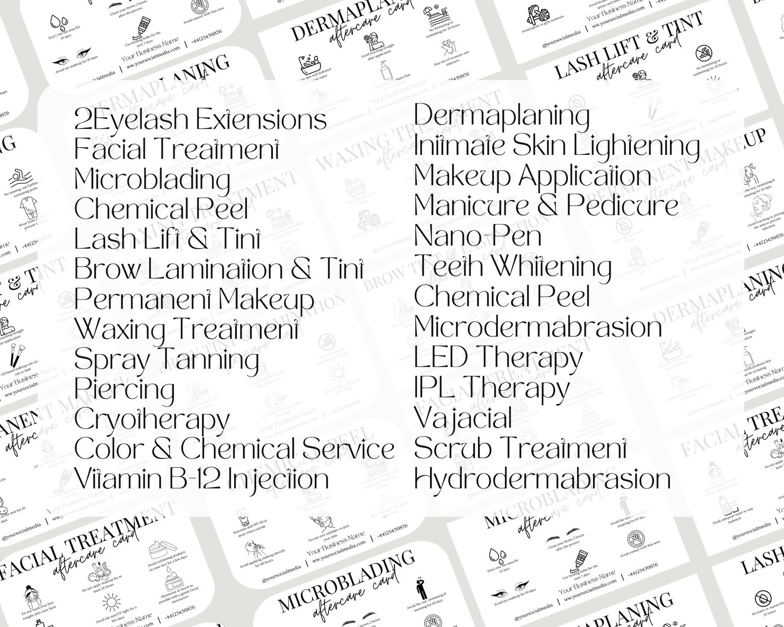 Aftercare Cards, Printable Esthetician Care Cards, Instruction Card ...