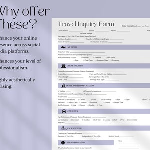 Travel Agent Client Intake Form, Travel Agency Forms, Client Travel ...