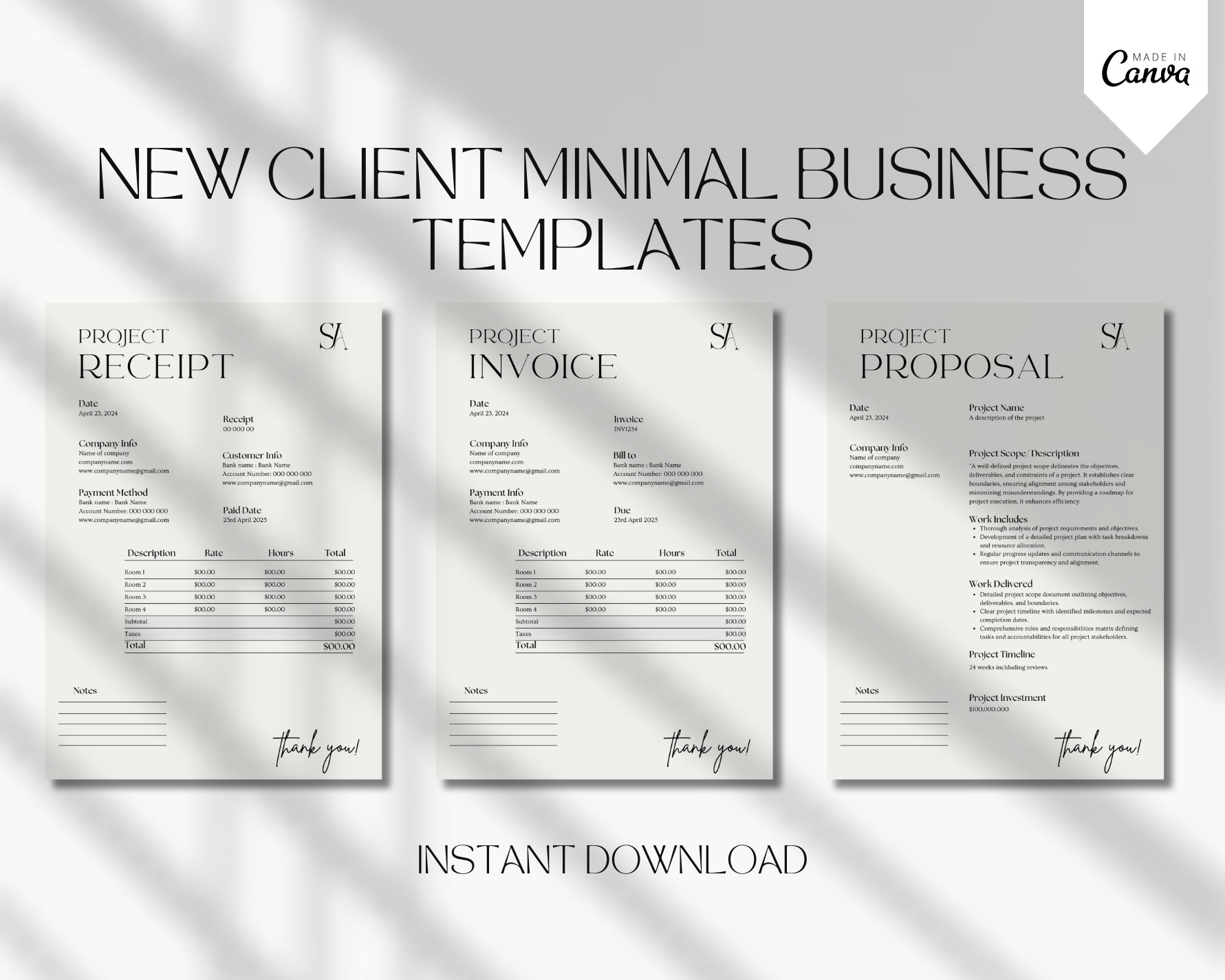 Small Business Forms Bundle Business Template Minimalist Templates ...