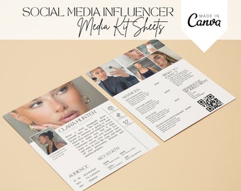 2 Page Media Kit Canva Template Instagram Media Kit Influencer Rate Sheet Template Blogger Press ...