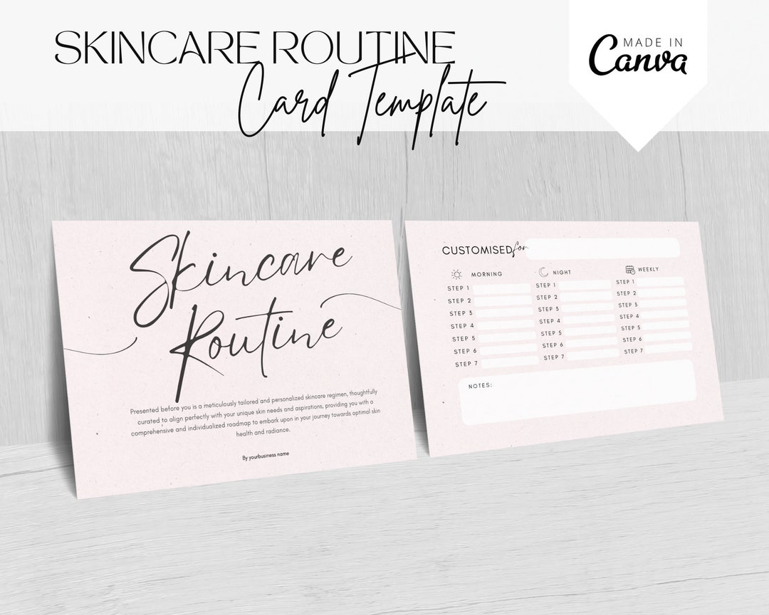 Skincare Routine Cards, Editable Esthetician Templates, Facial ...