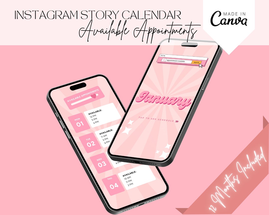 Weekly Instagram Story Calendar, Lash Tech Availability, Available ...