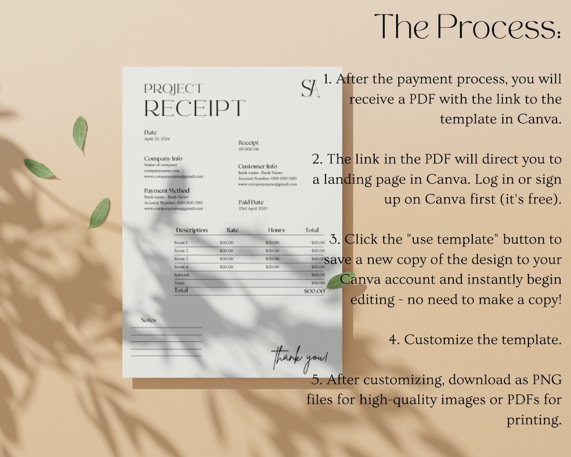 Small Business Receipt Template, INSTANT DOWNLOAD, Business Invoice ...