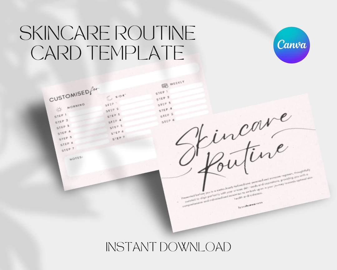 Skincare Routine Cards, Editable Esthetician Templates, Facial ...
