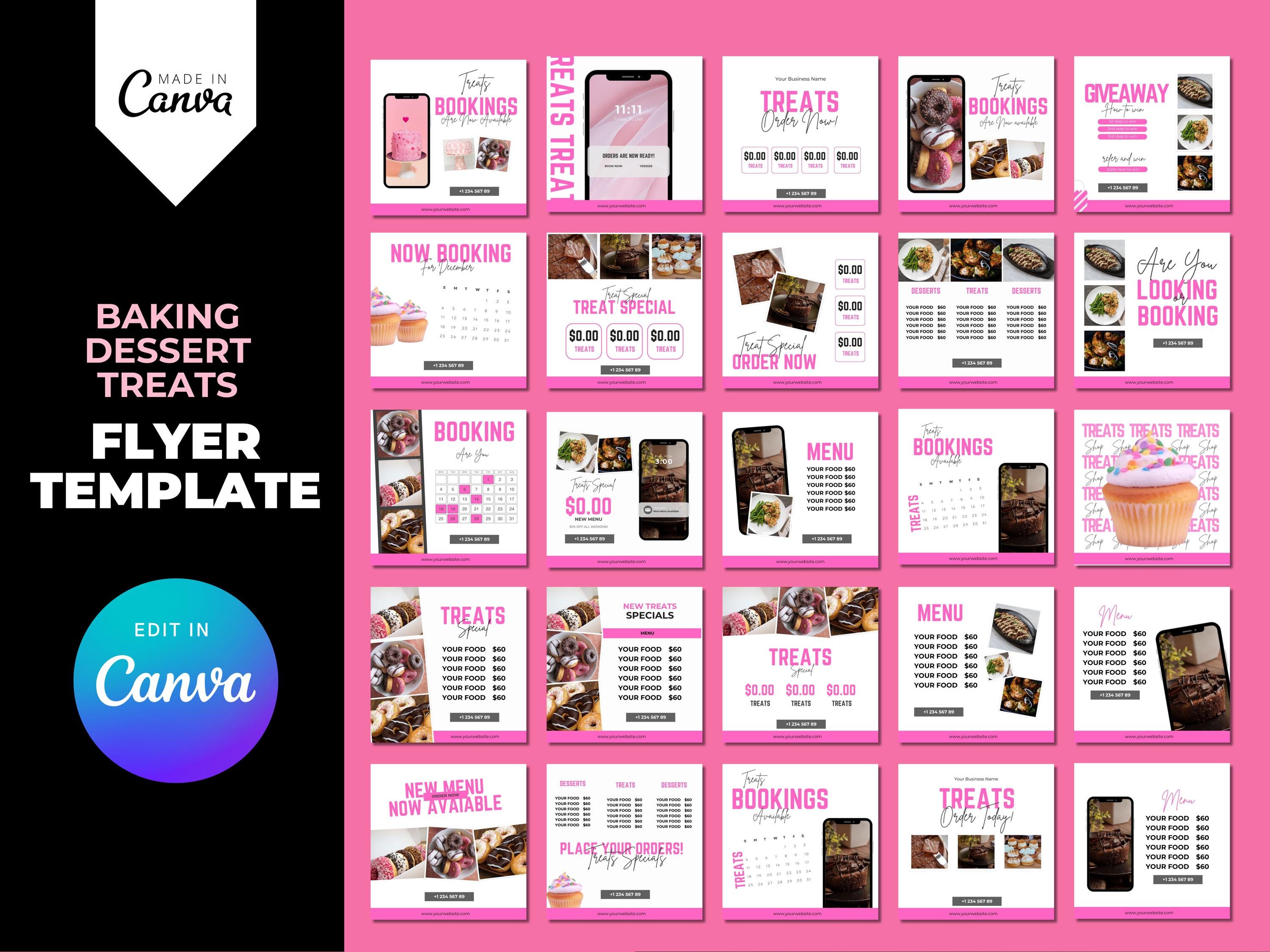 25 Bakery Flyer Template Set, Sweet Treat Flyer, Bake Sale Flyer,diy ...