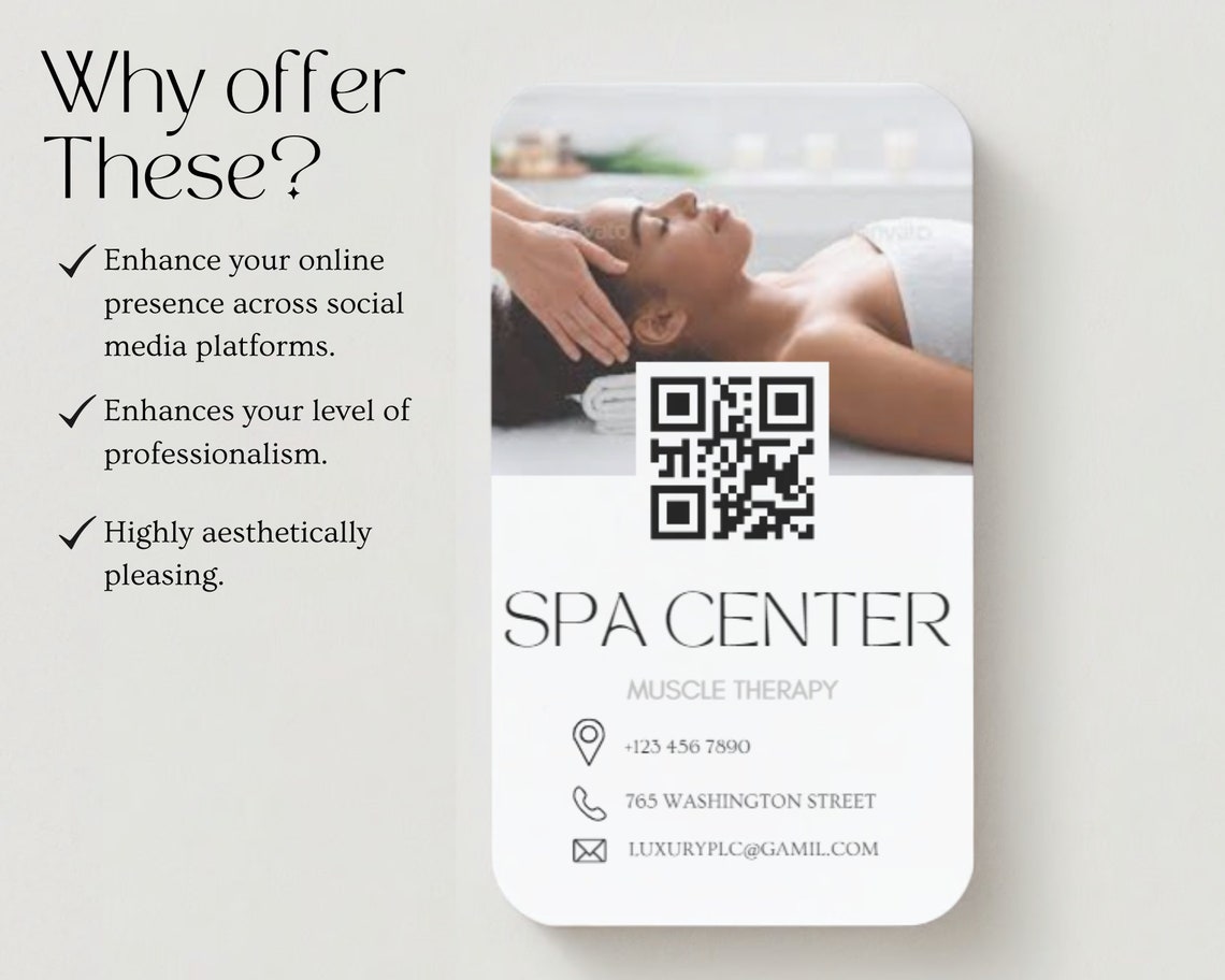MASSAGE Therapy Business Card Template, Qr Code Referral Card for Spa ...