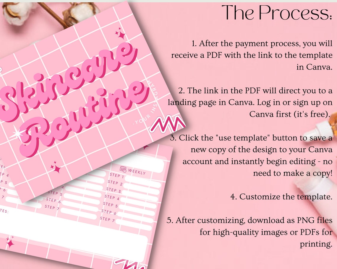 Pink Retro Skincare Routine Card, Editable Esthetician Templates ...