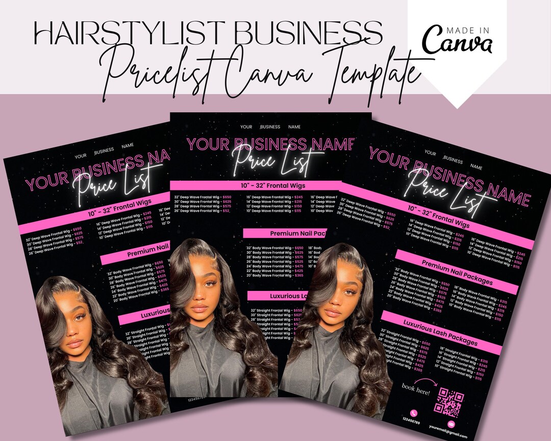 DIY Price List for Hair Stylists, Business Pricing Guide Sheet Beauty ...