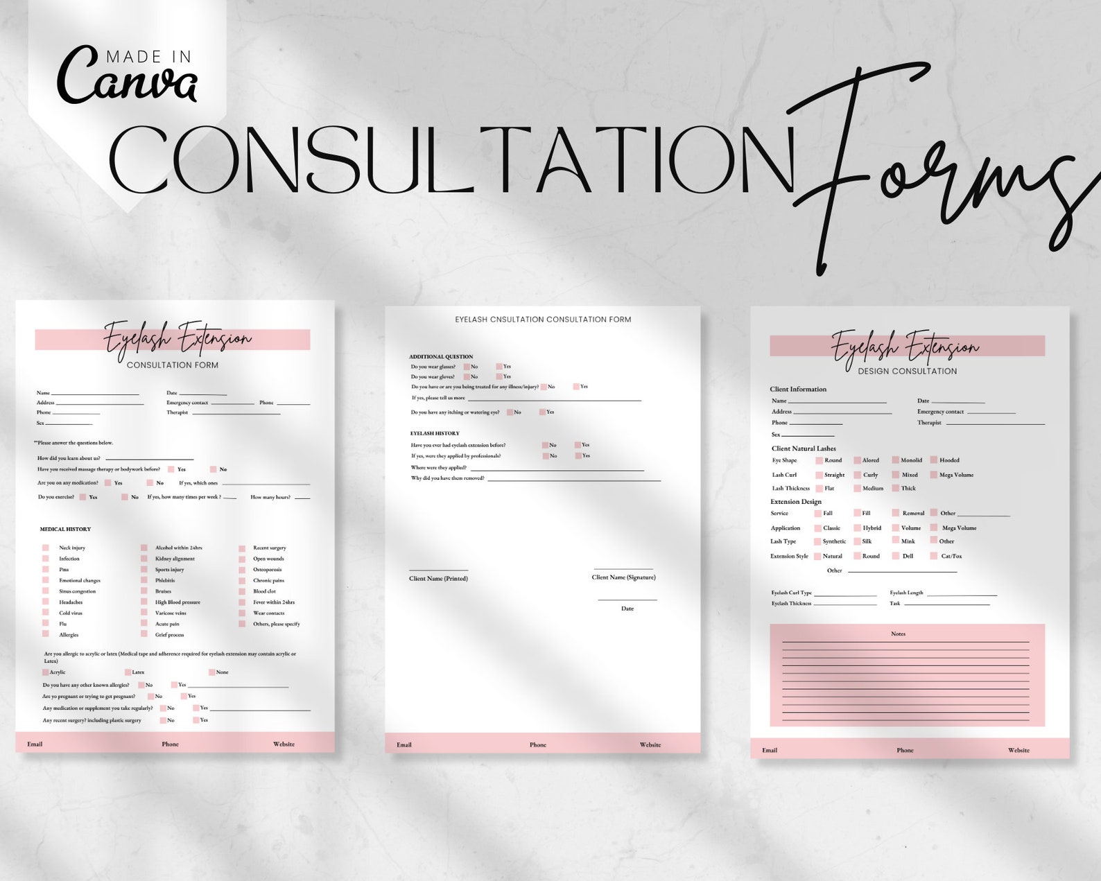 Eyelash Extension Form, Lash Consultation, Lash Consent Form, Eyelash ...