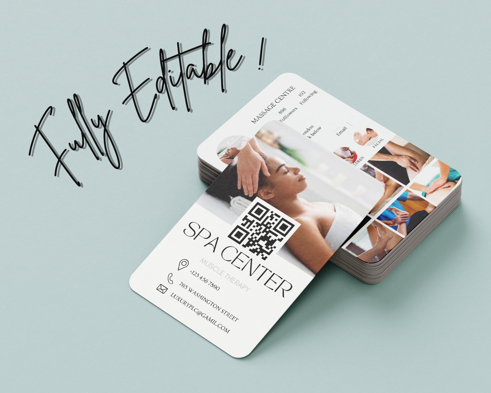 MASSAGE Therapy Business Card Template, Qr Code Referral Card for Spa ...