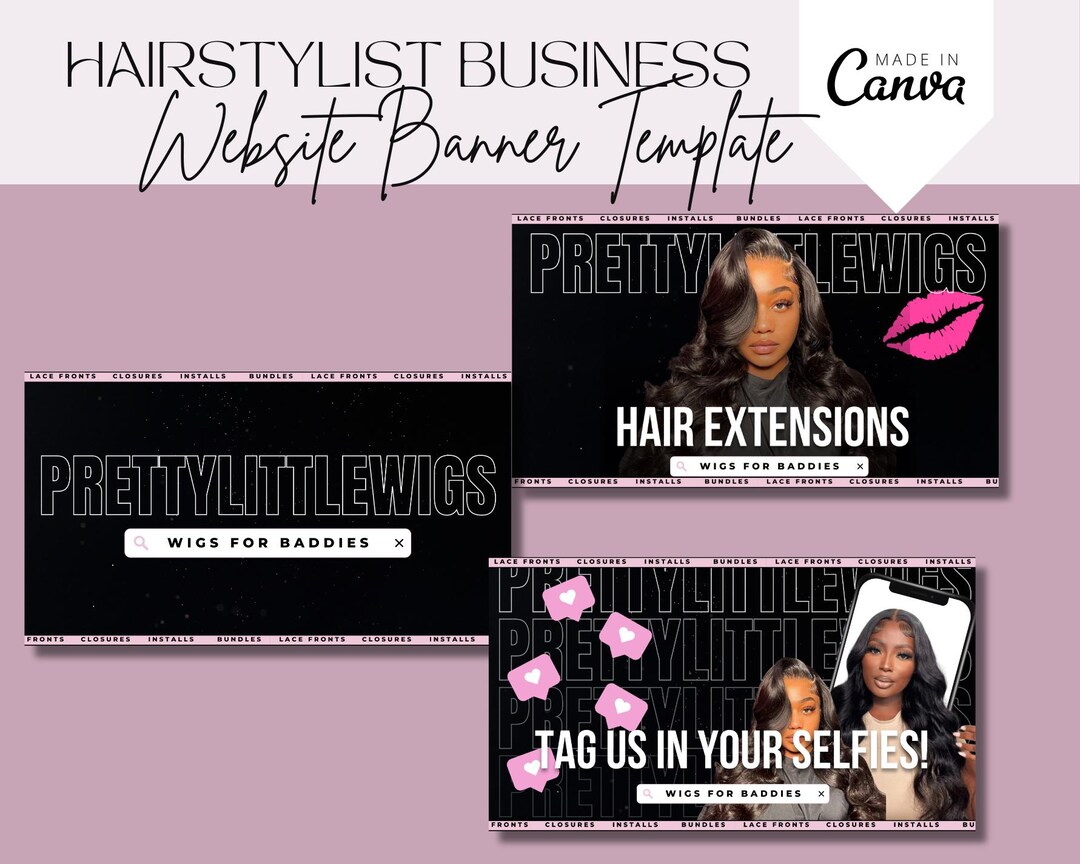 DIY Web Slide Banners, Editable Web Slide Banners,wig Hair Business ...