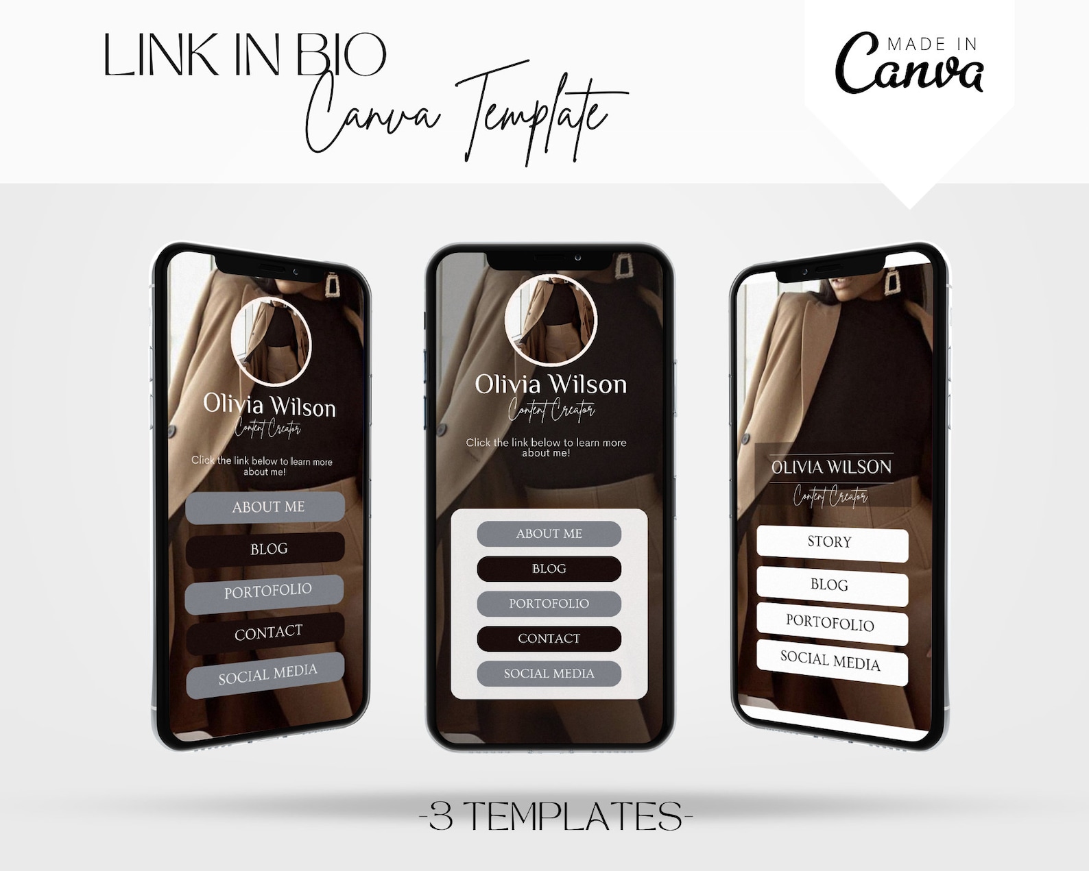 Link in Bio Template Canva Linktree Canva Template Instagram Landing Page Tik Tok Template ...