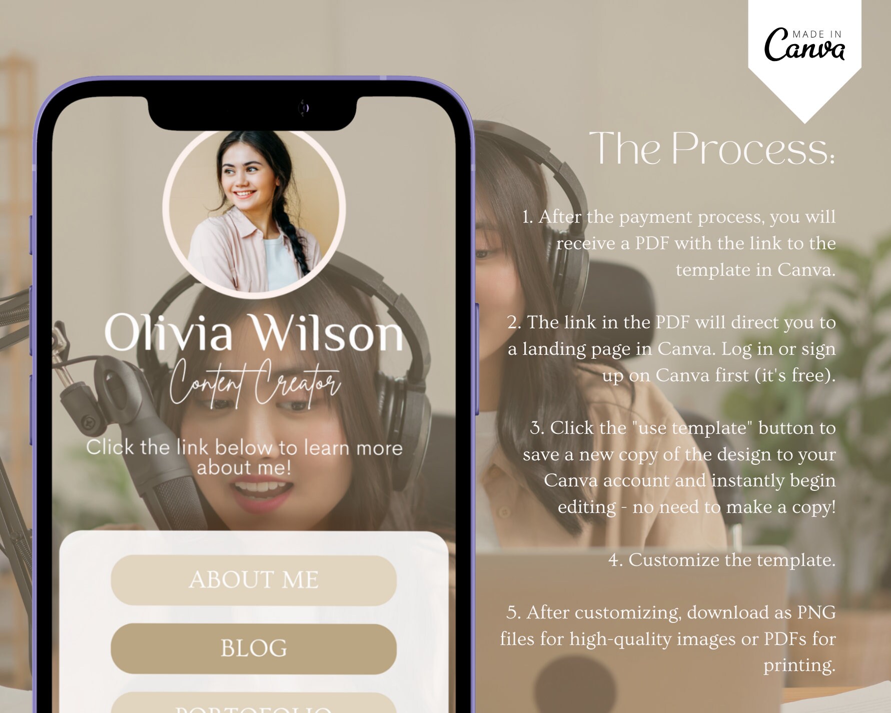 Link in Bio Template Canva Linktree Canva Template Instagram Landing Page Tik Tok Template ...