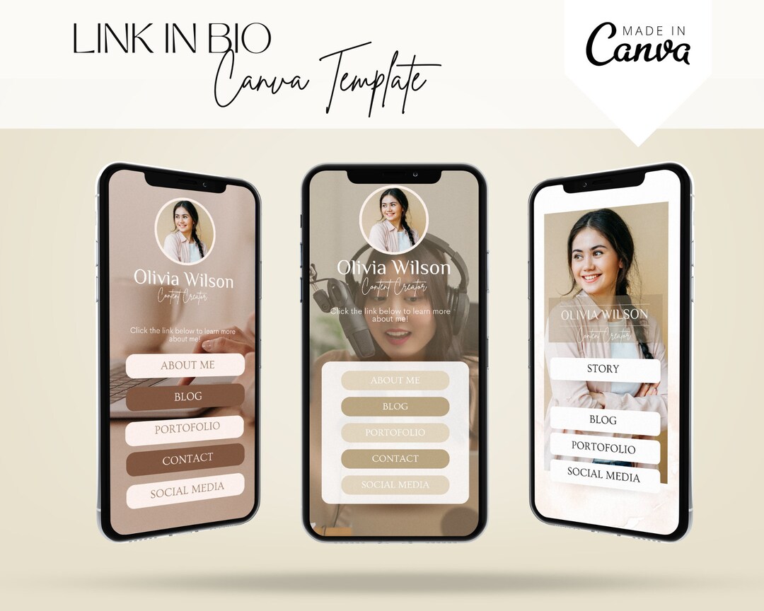 Link in Bio Template Canva| Linktree Canva Template| Instagram Landing Page| Tik Tok Template ...
