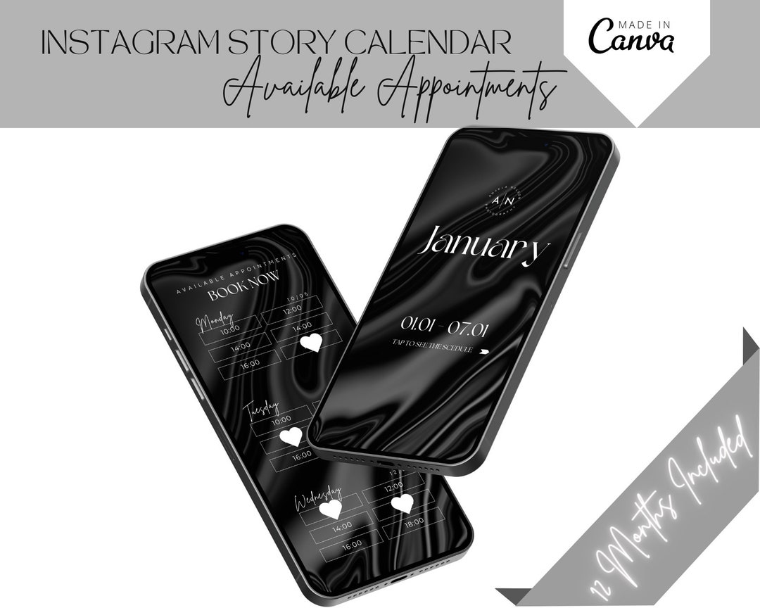 Weekly Instagram Story Calendar, Lash Tech Availability, Available ...