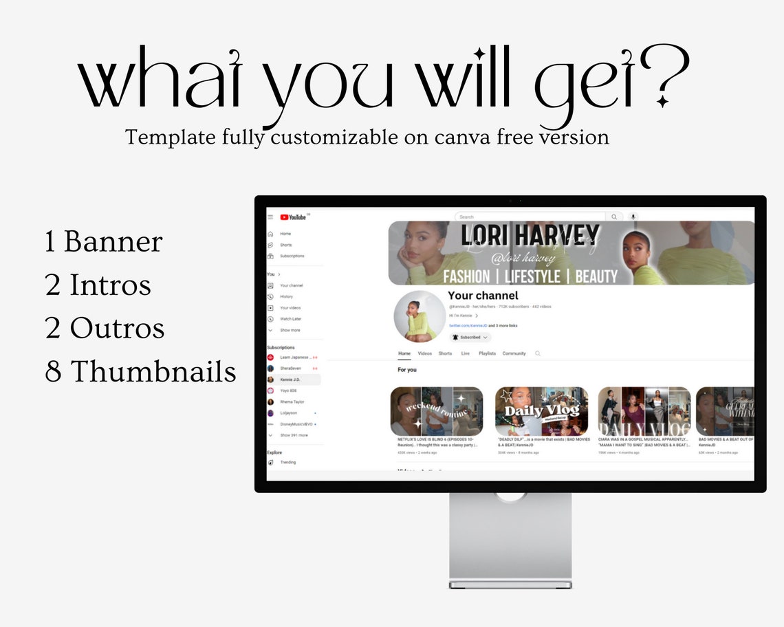 DIY TRENDY Youtube Branding Kit | Editable Banner, Intro & Outro and ...