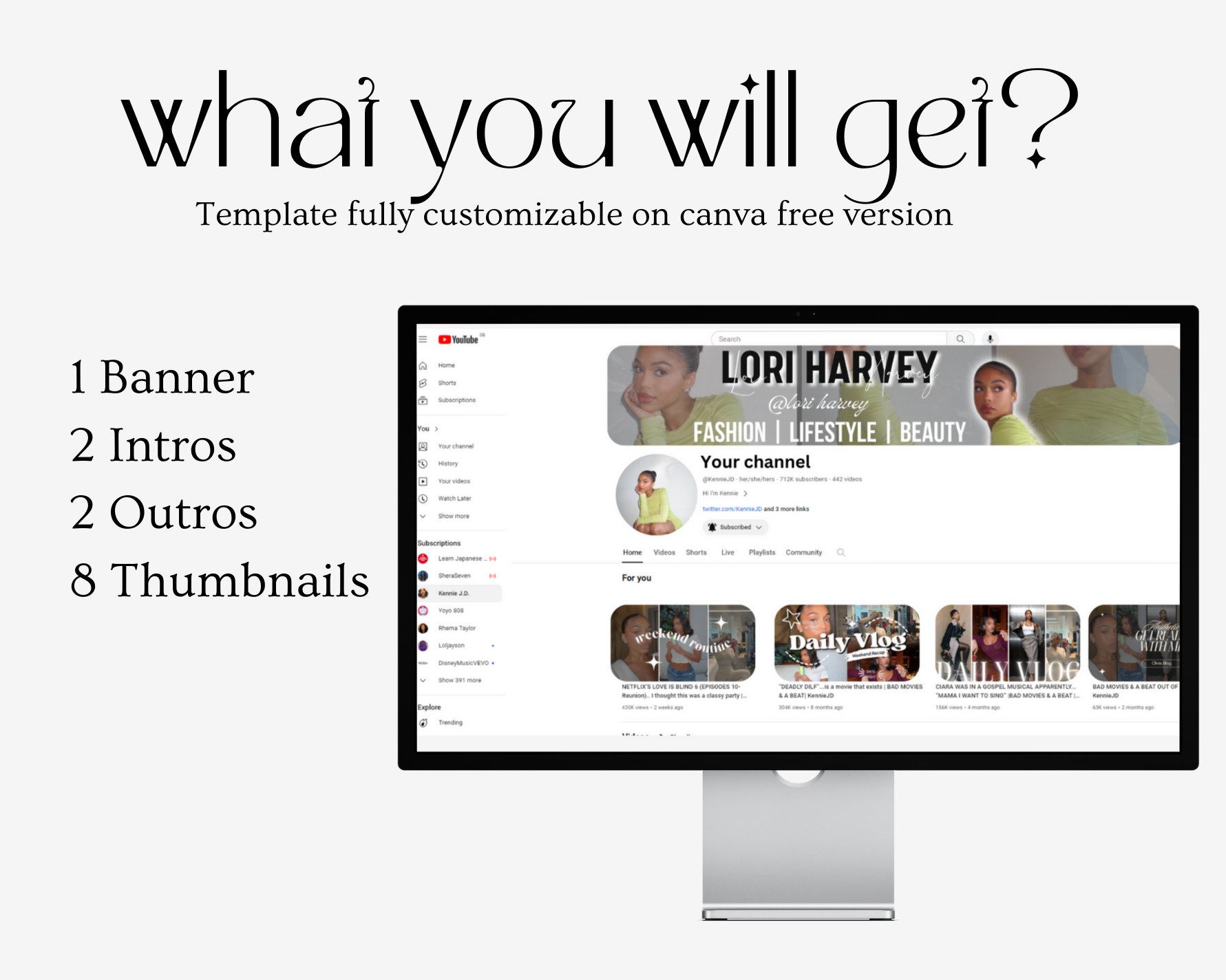 DIY TRENDY Youtube Branding Kit | Editable Banner, Intro & Outro and ...