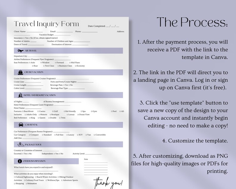 Travel Agent Forms Bundle, Travel Business Forms, Travel Inquiry ...