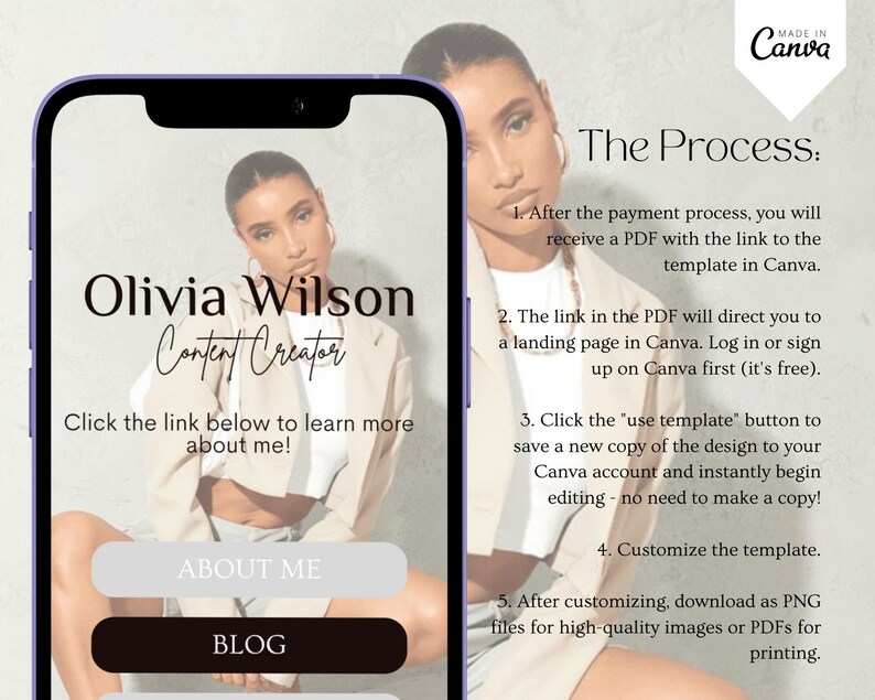Link in Bio Template Canva Linktree Canva Template Instagram Landing Page Tik Tok Template ...