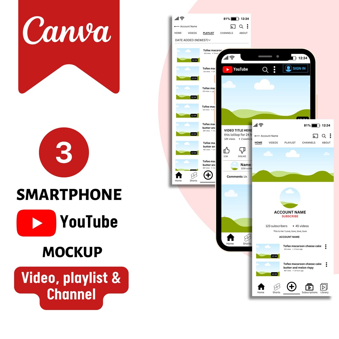 YOUTUBE Mock-up Kit Template, Youtube Mockup, Canva Template, Editable ...