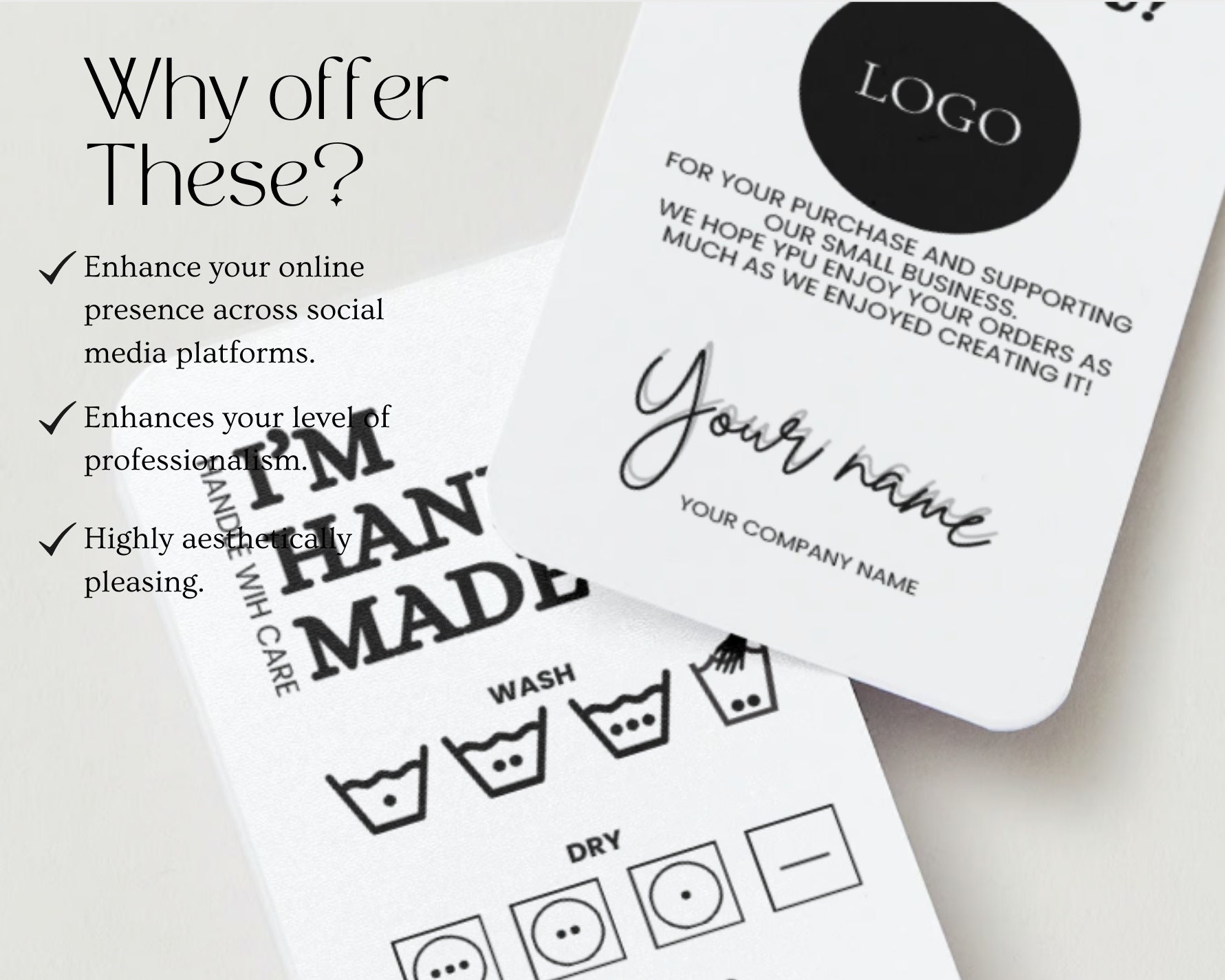 Editable Hang Tag Bundle, Price Tag Template, Washing Instructions ...